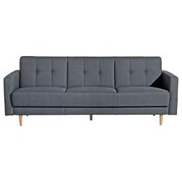 3-Sitzer Max Winzer "Jesper Kippcouch mit komfortablem Federkern, klassisch und modern" Sofas Gr. B/H/T: 224cm x 84cm x 82cm, Strukturgewebe 16523, blau (denim) Schlafsofa mit Knopfheftung im Rücken, inklusive Bettkasten