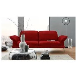 2,5-Sitzer W.Schillig "sherry" Sofas Gr. B/H/T: 234cm x 81cm x 114cm, Flachgewebe W82, mit Kopfteilverstellung-mit Armlehnenverstellung, rot (lightbrick w82) Kopfstützenverstellung, Metallfüße in Chrom glänzend, Breite 234 cm