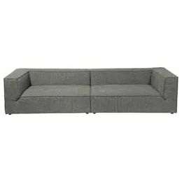 Big-Sofa Tom Tailor HOME "BIG CUBE" Sofas Gr. B/H/T: 270cm x 66cm x 129cm, Chenillestoff TSE, mit Sitztiefenverstellung, grau (mouse grey tse 29) in 2 Breiten, wahlweise mit Sitztiefenverstellung, Tiefe 129 cm