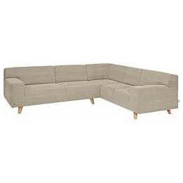 Ecksofa Tom Tailor HOME "NORDIC PURE" Sofas Gr. B/H/T: 269cm x 77cm x 226cm, Vintage Webstoff TUS, langer Schenkel links, beige (ecru tus 1) im Retrolook, Füße Buche natur