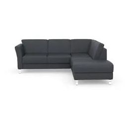 Sit & More Ecksofa SIT & MORE "Visby L-Form" Sofas Gr. B/H/T: 248cm x 87cm x 213cm, Soft clean, Ottomane rechts, ohne Bettfunktion-ohne Bettkasten, grau (dunkelgrau) Wahlweise mit Bettfunktion und Stauraum, frei im Raum stellbar