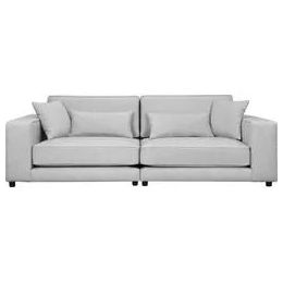 3-Sitzer OTTO products "Grenette" Sofas Gr. B/H/T: 244cm x 77cm x 100cm, Samtoptik recycelt, grau (hellgrau) Modulsofa, im Baumwoll-Leinenmix oder aus recycelten Stoffen