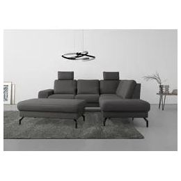 Sit & More Ecksofa SIT & MORE "Cinturo L-Form" Sofas Gr. B/H/T: 260cm x 91cm x 226cm, Luxus-Microfaser TORO, Ottomane rechts, inklusive Sitztiefenverstellung-inklusive Federkern, grau (anthrazit) inklusive Sitztiefenverstellung und Federkern, Sitzhöhe 48 cm