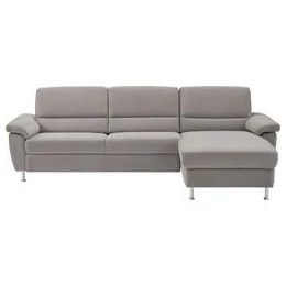 Ecksofa CALIZZA INTERIORS "Onyx L-Form" Sofas Gr. B/H/T: 270 cm x 90 cm x 158 cm, Samtoptik, Recamiere rechts, ohne Bettfunktion ohne Bettkasten, grau (1011 fels) Recamiere links oder rechts, wahlweise mit Bettfunktion, Breite 270 cm