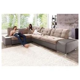 Sit & More Ecksofa SIT & MORE "Pale L-Form" Sofas Gr. B/H/T: 280cm x 84cm x 251cm, Luxus-Kunstleder-Softstruktur, langer Schenkel rechts, ohne Bettfunktion, braun (elefant, beige) inklusive Kopfteilverstellung, wahlweise mit Bettfunktion