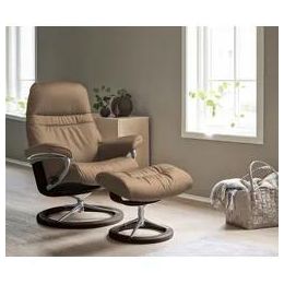 Relaxsessel stressless "Sunrise" Sessel Gr. Leder PALOMA, Relaxfunktion-Drehfunktion-PlusTMSystem-Gleitsystem-BalanceAdaptTM, B/H/T: 79cm x 103cm x 73cm, braun (almond paloma) mit Signature Base, Größe S, Gestell Braun