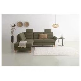 Ecksofa Home Affaire "Westerland L-Form" Sofas Gr. B/H/T: 238cm x 90cm x 213cm, Struktur, Ottomane links, ohne Bettfunktion, ohne Stauraum ohne Armlehnfunktion, grün (khaki) Federkern-Polsterung, wahlweise mit Bettfunktion, Bettkasten