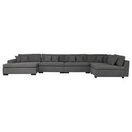 Guido Maria Kretschmer Home & Living Wohnlandschaft GUIDO MARIA KRETSCHMER HOME & LIVING "Skara XXL U-Form" Sofas Gr. B/H/T: 510 cm x 86 cm x 250 cm, Struktur weich, Recamiere links, grau (dunkelgrau) Lounge-Sofa XXL mit Federkern-Polsterung, in vielen Bezugsvarianten