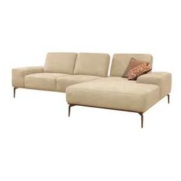 Ecksofa W.Schillig "run" Sofas Gr. B/H/T: 279cm x 88cm x 178cm, Stoff S37, Recamiere rechts, mit Sitztiefenverstellung, beige (sahara s37) mit Holzsockel, Füße in Bronze pulverbeschichtet, Breite 279 cm