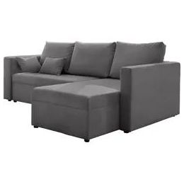 Ecksofa Home Affaire "Pur L-Form" Sofas Gr. B/H/T: 224cm x 87cm x 160cm, Luxus-Microfaser ALTARA NUBUCK, Recamiere rechts, ohne Bettfunktion, grau wahlweise mit Bettfunktion