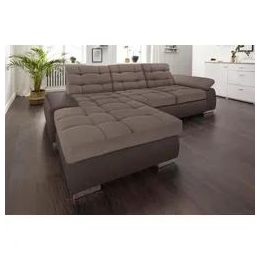 Sit & More Ecksofa SIT & MORE "Ontario L-Form" Sofas Gr. B/H/T: 280cm x 75cm x 183cm, Luxus-Microfaser ALTARA NUBUCK-Struktur fein, Recamiere links, mit Bettfunktion-XXL, braun (dunkelbraun/schlamm) XXL, wahlweise mit Bettfunktion