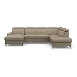 Sit & More Wohnlandschaft SIT & MORE "Scarlett U-Form" Sofas Gr. B/T: 333cm x 226cm, Luxus-Microfaser, Ottomane rechts, Kopfteilverstellung, beige inklusive Kopfteilverstellung, wahlweise mit Bettfunktion, Bettkasten