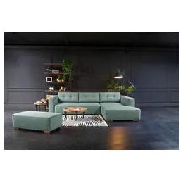 Ecksofa Tom Tailor HOME "HEAVEN CHIC XL" Sofas Gr. B/H/T: 302cm x 85cm x 221cm, Struktur fein TBO, Recamiere rechts, ohne Bettfunktion-ohne Bettkasten, grün (mint tbo 53) aus der COLORS COLLECTION, wahlweise mit Bettfunktion & Bettkasten