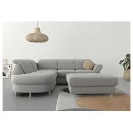 Sit & More Ecksofa SIT & MORE "Apulia L-Form" Sofas Gr. B/H/T: 250cm x 78cm x 212cm, Struktur weich, langer Schenkel rechts, mit Bettfunktion-mit Bettkasten-mit Armteilverstellung-mit Kopfteilverstellung, weiß (silber) wahlweise Bettfunktion, Bettkasten und Kopf- Armteilverstellung