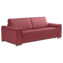 2,5-Sitzer Egoitaliano "Cecilia, modern und elegant mit erstklassigem Sitzkomfort" Sofas Gr. B/H/T: 234cm x 85cm x 102cm, Leder BULL, rot (kirschrot) mit verchromten Metallfüßen