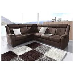 Sit & More Ecksofa SIT & MORE "Basel L-Form" Sofas Gr. B/H/T: 261cm x 98cm x 211cm, Luxus-Microfaser ALTARA NUBUCK, langer Schenkel rechts, mit Relaxfunktion, braun wahlweise mit Relaxfunktion