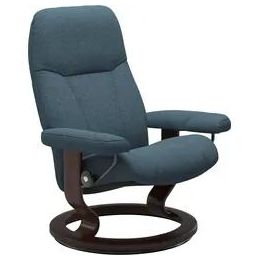 Relaxsessel stressless "Consul" Sessel Gr. ROHLEDER Stoff Q2 FARON, Classic Base Braun, PlusTMSystem-Gleitsystem-Relaxfunktion-Drehfunktion-Kopfstützenverstellung-Rückteilverstellung, B/H/T: 72cm x 94cm x 70cm, blau (petrol q2 faron) mit Classic Base, Größe S, Gestell Braun