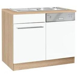 Spülenschrank KOCHSTATION "KS-Eton", weiß (weiß matt), B:110cm H:85cm T:60cm, Schränke, Breite 110 cm, inkl. Tür/Sockel für Geschirrspüler