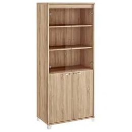 Aktenschrank GAMI "MAMBO" Schränke Gr. B/H/T: 80 cm x 187 cm x 46 cm, 4 St., braun (eiche sonoma) 2 Holztüren, Glastüren