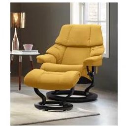 Relaxsessel stressless "Reno", gelb (gelb q2 faron), B:79cm H:98cm T:75cm, Leder BATICK: BATICK ist ein leicht korrigiertes, durchgefärbtes und genarbtes Möbelleder, bei dem die meisten Unebenheiten und Spuren in der Regel entfernt wurden., Leder PALOMA: PALOMA ist ein durchgefärbtes Semianilin-Möbelleder mit natürlicher Narbung., ROHLEDER Stoff Q2 FARON: Ein fester zuverlässiger Bouclu00e9 mit ei