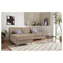 Sit & More Ecksofa SIT & MORE "Clio L-Form" Sofas Gr. B/H/T: 246cm x 89cm x 165cm, Microfaser, Recamiere links, mit manuellem Vorziehsitz-mit Bettkasten, beige wahlweise mit Bettfunktion oder Vorziehsitz und Bettkasten, Federkern