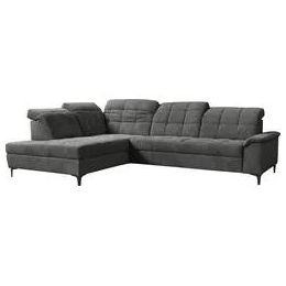 Ecksofa Alina "Andra" Sofas Gr. B/H/T: 282cm x 102cm x 215cm, Chenille GFS, Ottomane links, mit Sitzvorzug, grau (dunkelgrau gfs 89) inkl. Rückenlehnenverstellung, wahlweise mit Sitzvorzug