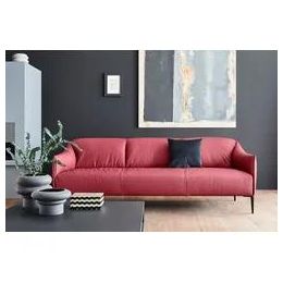 3-Sitzer W.Schillig "sally" Sofas Gr. B/H/T: 224cm x 78cm x 84cm, Longlife Xtra-Leder Z59, rot (ruby z59) mit Metallfüßen in Schwarz pulverbeschichtet, Breite 224 cm