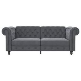 3-Sitzer DOREL HOME "Felix, Schlafsofa 236 cm, (Liegefläche 108x190cm), Rückenlehne" Sofas Gr. B/H/T: 236cm x 83cm x 87cm, Veloursstoff, grau (anthrazit) 3-fach verstellbar, Velours, Kunstleder, Luxus-Microfaser Vintage