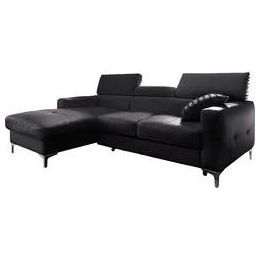 Ecksofa COTTA "Sammy L-Form" Sofas Gr. B/H/T: 226cm x 92cm x 105cm, NaturLEDER-Kunstleder, Recamiere links, ohne Bettfunktion-mit Kopfteilverstellung, schwarz wahlweise mit Bettfunktion