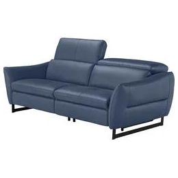 2,5-Sitzer Egoitaliano "Dafne" Sofas Gr. B/H/T: 208cm x 97cm x 108cm, Leder BULL, ohne elektrische Relaxfunktion, blau (tide) mit und ohne elektrischer Relaxfunktion, Kopfteile manuell verstellbar