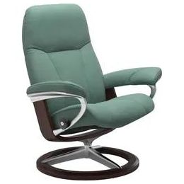 Relaxsessel stressless "Consul", grün (aqua grün paloma), B:82cm H:102cm T:72cm, Leder BATICK: BATICK ist ein leicht korrigiertes, durchgefärbtes und genarbtes Möbelleder, bei dem die meisten Unebenheiten und Spuren in der Regel entfernt wurden., Leder PALOMA: PALOMA ist ein durchgefärbtes Semianilin-Möbelleder mit natürlicher Narbung., ROHLEDER Stoff Q2 FARON: Ein fester zuverlässiger Bouclu00e9 