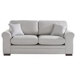 2-Sitzer Home Affaire "Broughton", blau (eis), B:203cm H:92cm T:94cm, 100% Polyester, Sofas, weicher Sitzkomfort, incl. 2 Zierkissen, Keder