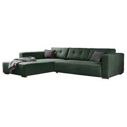 Ecksofa Tom Tailor HOME "HEAVEN CHIC XL" Sofas Gr. B/H/T: 302cm x 85cm x 221cm, Struktur grob TCU, Recamiere links, ohne Bettfunktion-ohne Bettkasten, grün (green forest tcu 33) aus der COLORS COLLECTION, wahlweise mit Bettfunktion & Bettkasten