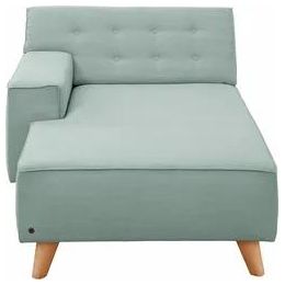 Recamiere Tom Tailor HOME "NORDIC CHIC" Sofas Gr. B/H/T: 104cm x 77cm x 151cm, Samtstoff STC, Armlehne links, grün (celadon stc 3) im Retrolook, Füße Buche natur, Recyclingstoff