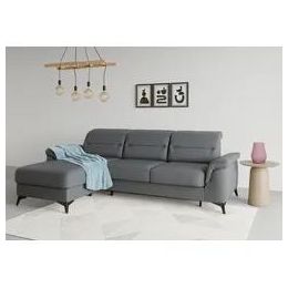 Sit & More Ecksofa SIT & MORE "Sinatra L-Form" Sofas Gr. B/H/T: 258cm x 85cm x 170cm, Struktur weich, Recamiere links, Mit Kopfteilverstellung-Mit Armteilfunktion-Mit Bettfunktion-Mit Bettkasten, grau (dunkelgrau) mit Recamiere, optional Kopfteilverstellung und Armteilfunktion