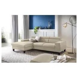 Ecksofa COTTA "Morven L-Form" Sofas Gr. B/H/T: 244cm x 72cm x 166cm, Samtvelours, Recamiere links, mit Bettfunktion-mit Bettkasten-ohne Ladestation-mit Kopfteilverstellung, beige Ecksofa Polstermöbel Sofas Inklusive Kopfteilverstellung, wahlweise mit Ladestation, Bettfunktion