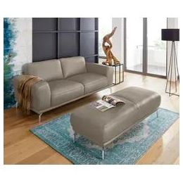 2-Sitzer W.Schillig "montanaa" Sofas Gr. B/H/T: 192 cm x 78 cm x 94 cm, Longlife Xtra-Leder Z59, braun (stone z59) mit Metallfüßen in Chrom glänzend, Breite 192 cm