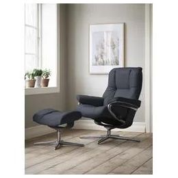 Relaxsessel stressless "Mayfair" Sessel Gr. Leder PALOMA, Cross Base Schwarz, Relaxfunktion-Drehfunktion-PlusTMSystem-Gleitsystem-BalanceAdaptTM, B/H/T: 79cm x 102cm x 73cm, blau (shadow blue paloma) mit Cross Base, Größe S, M & L, Holzakzent Schwarz