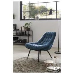 Relaxsessel Salesfever Sessel Gr. Samt-Polyester, B/H/T: 76cm x 85cm x 85,6cm, blau (blau/schwarz) mit XXL-Steppung, schwarzen oder naturfarbenen Beinen