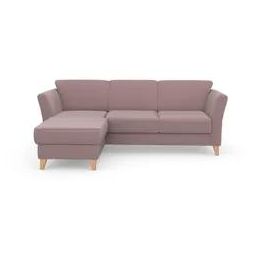 Sit & More Ecksofa SIT & MORE "Visby L-Form" Sofas Gr. B/H/T: 248cm x 87cm x 162cm, Struktur fein, Recamiere links, ohne Bettfunktion-ohne Bettkasten, rosa (altrosa) Wahlweise mit Bettfunktion und Bettkasten, frei im Raum stellbar