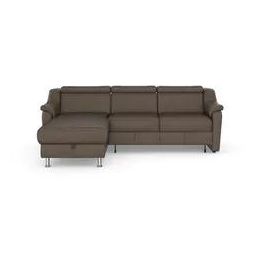 Sit & More Ecksofa SIT & MORE "Freetown L-Form" Sofas Gr. B/H/T: 257cm x 84cm x 166cm, Luxus-Microfaser, Recamiere links, mit Bettfunktion-mit Bettkasten, grau (taupe) inklusive Kopfteilverstellung und komfortablem Federkern