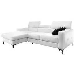 Ecksofa COTTA "Sammy L-Form" Sofas Gr. B/H/T: 226cm x 92cm x 105cm, NaturLEDER-Kunstleder, Recamiere links, ohne Bettfunktion-mit Kopfteilverstellung, weiß (altweiß) wahlweise mit Bettfunktion