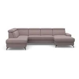 Sit & More Wohnlandschaft SIT & MORE "Scarlett U-Form" Sofas Gr. B/T: 333cm x 226cm, Chenille, Ottomane links, Bettfunktion-Kopfteilverstellung-Bettkasten, rosa (rosé) inklusive Kopfteilverstellung, wahlweise mit Bettfunktion, Bettkasten