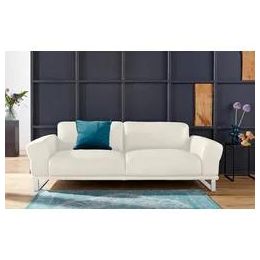 2,5-Sitzer W.Schillig "montanaa" Sofas Gr. B/H/T: 232cm x 78cm x 94cm, Longlife Xtra-Leder Z59, weiß (weiß z59) mit Metallkufen in Chrom glänzend, Breite 232 cm