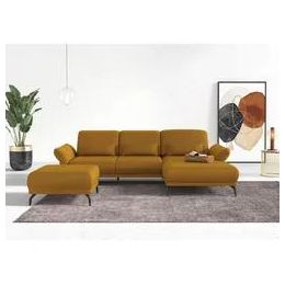 Ecksofa Inosign "Coco L-Form" Sofas Gr. B/H/T: 284 cm x 88 cm x 196 cm, Breitcord, mega-Recamiere rechts, mit Sitztiefenverstellung-mit Armteilverstellung-mit Kopfteilverstellung-mit Federkern, gelb (mustard) Sitztiefen-, Arm- und Kopfteilverstellung, Cord-Bezug, Fußhöhe 15 cm