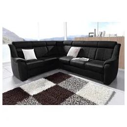 Sit & More Ecksofa SIT & MORE "Basel L-Form" Sofas Gr. B/H/T: 261cm x 98cm x 211cm, NaturLEDER-Kunstleder, langer Schenkel rechts, mit Relaxfunktion, schwarz wahlweise mit Relaxfunktion