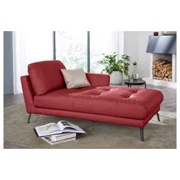 Chaiselongue W.Schillig "softy" Sofas Gr. B/H/T: 106cm x 79cm x 168cm, Longlife Xtra-Leder Z59, Armlehne rechts, rot (ruby z59) mit dekorativer Heftung im Sitz, Füße schwarz pulverbeschichtet