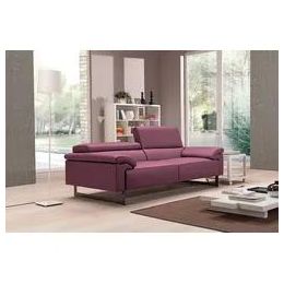 2,5-Sitzer Egoitaliano "Malika" Sofas Gr. B/H/T: 216cm x 94cm x 107cm, Leder NUVOLE, mit Kopfteilverstellung, lila (violett) inkl. Kopfteilverstellung und chromfarbenen Metallfüßen