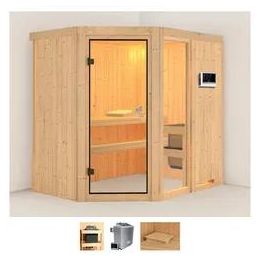 Karibu Sauna "Frigga 1" Saunen 9-kW-Ofen mit externer Steuerung Gr. Saunaofen, externe Steuerung, 9 kW, beige (naturbelassen)