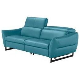 2,5-Sitzer Egoitaliano "Dafne" Sofas Gr. B/H/T: 208 cm x 97 cm x 108 cm, Leder BULL, ohne elektrische Relaxfunktion, blau (türkis) mit und ohne elektrischer Relaxfunktion, Kopfteile manuell verstellbar